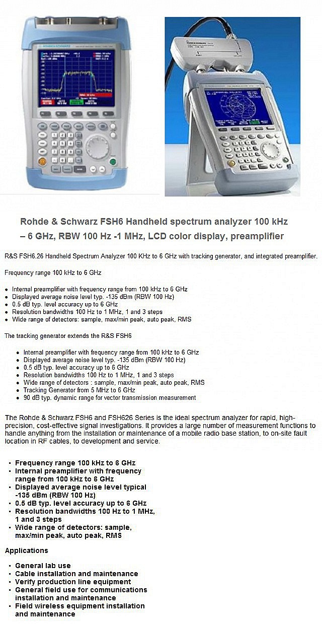 소리전자 - Re & Sz FSH6 6 GHz 휴대용 스펙트럼 분석기