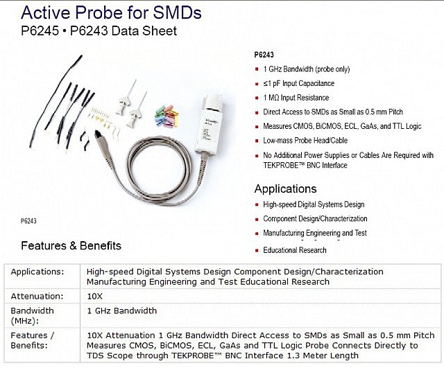 소리전자 - Tektronix P6243 OSCILLOSCOPE PROBE, 1 GHz, ACTIVE PROBE