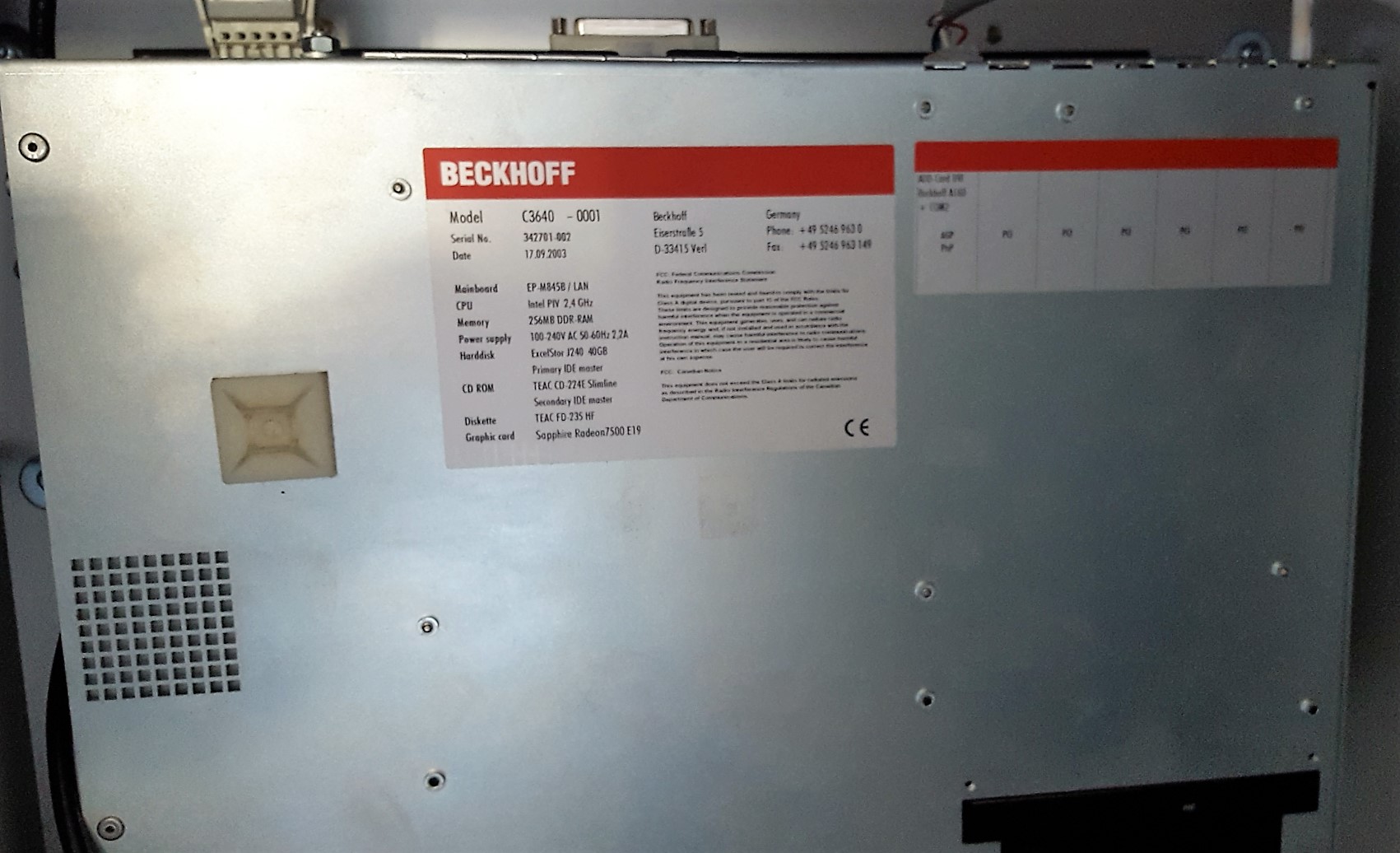 소리전자 - beckff c3640 cab Instal PC