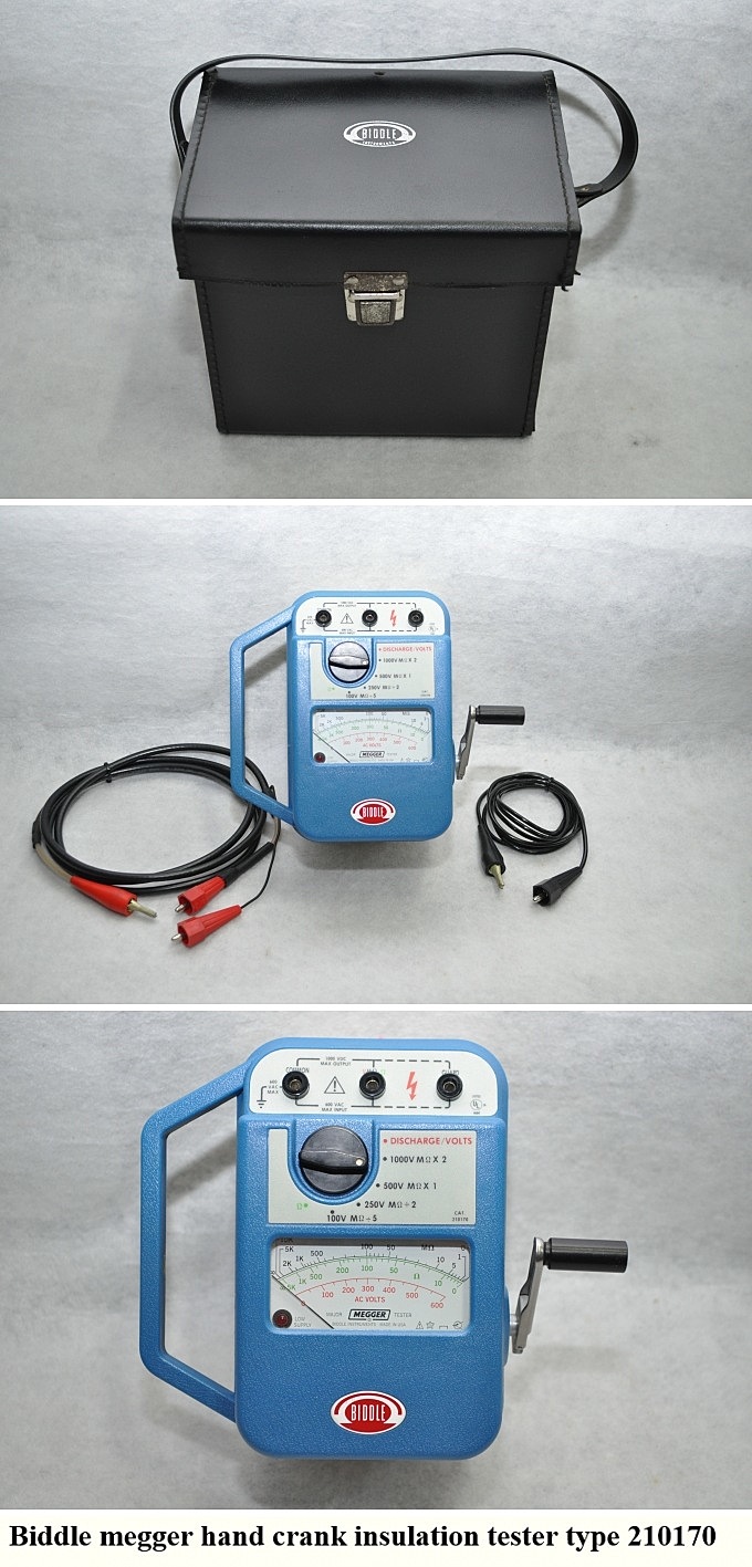 BIDDLE MEGGER HAND CRANK INSULATION TESTER TYPE 210170 ! - 계측기-장터 - 소리전자