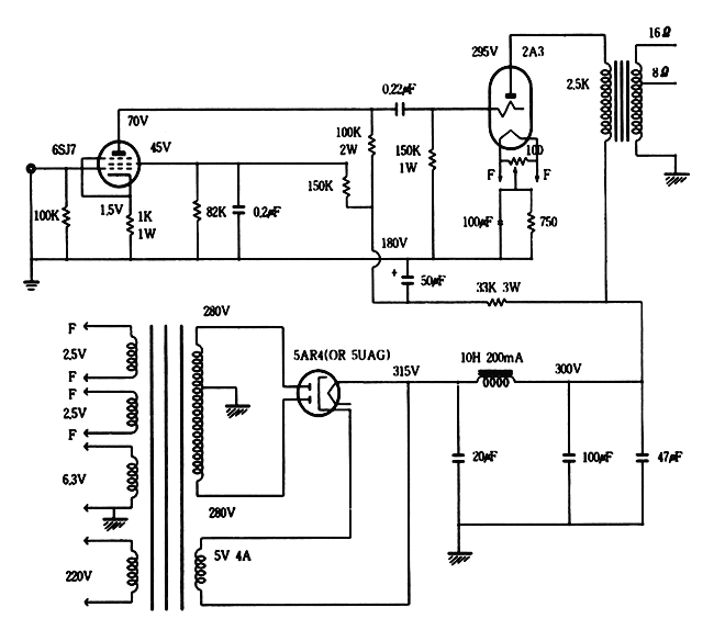 6SJ7-2A3 앰프 - 전세계 회로도 - 소리전자